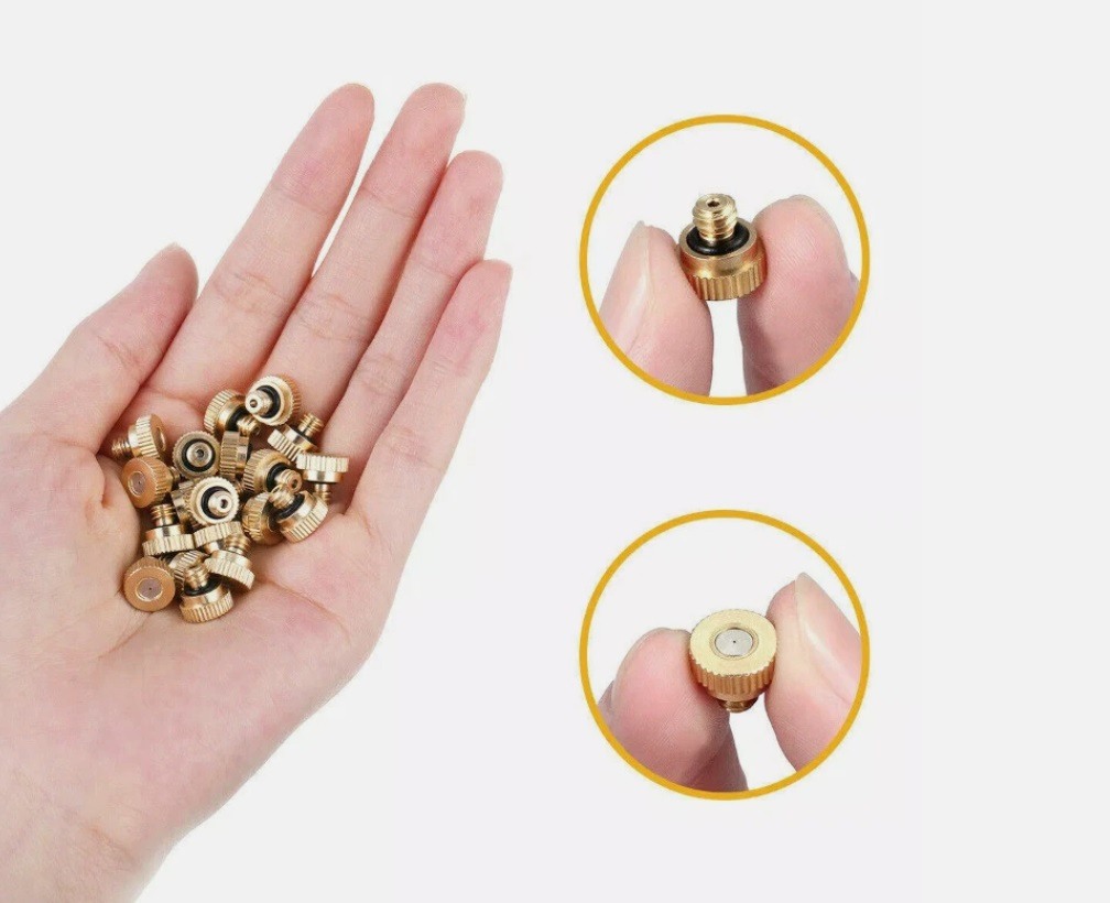 20x Brass Misting Nozzles Mister Sprinkler Outdoor Cooling System ...