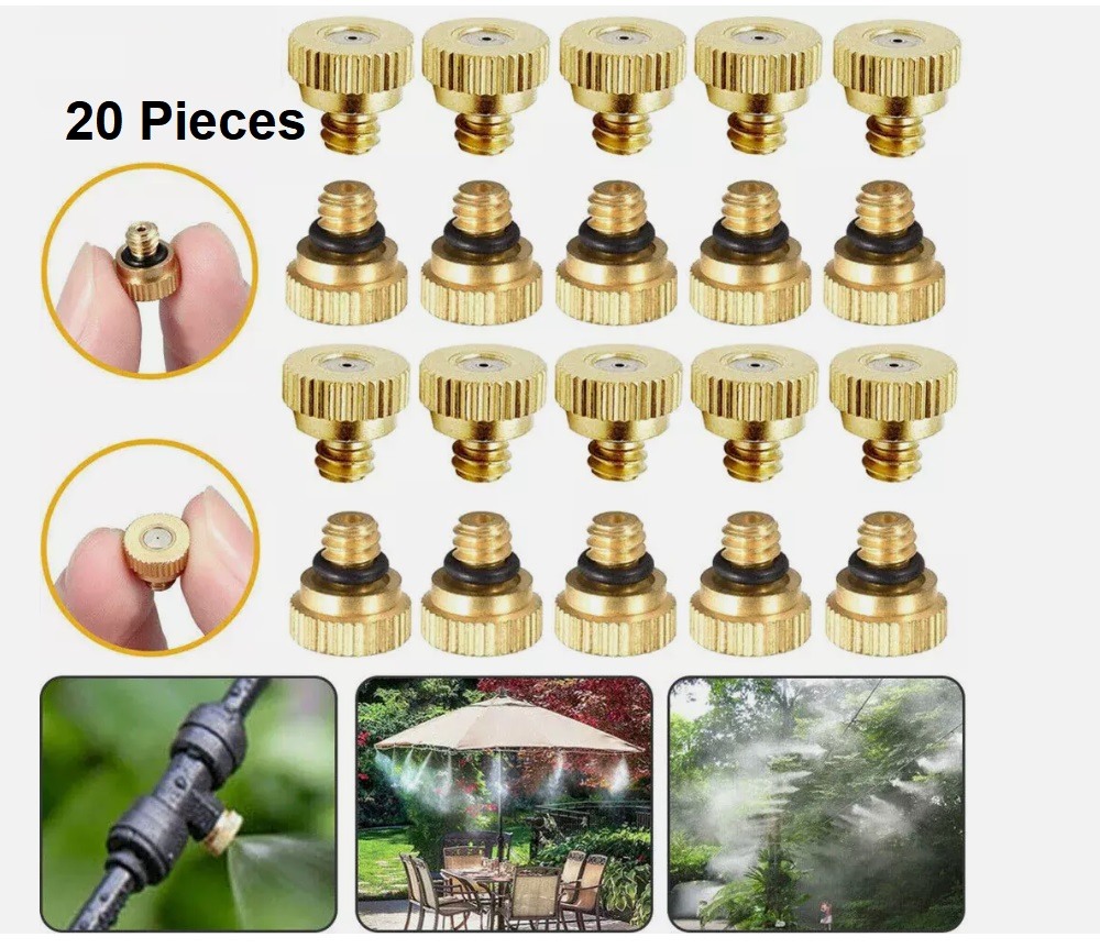 20x Brass Misting Nozzles Mister Sprinkler Outdoor Cooling System ...