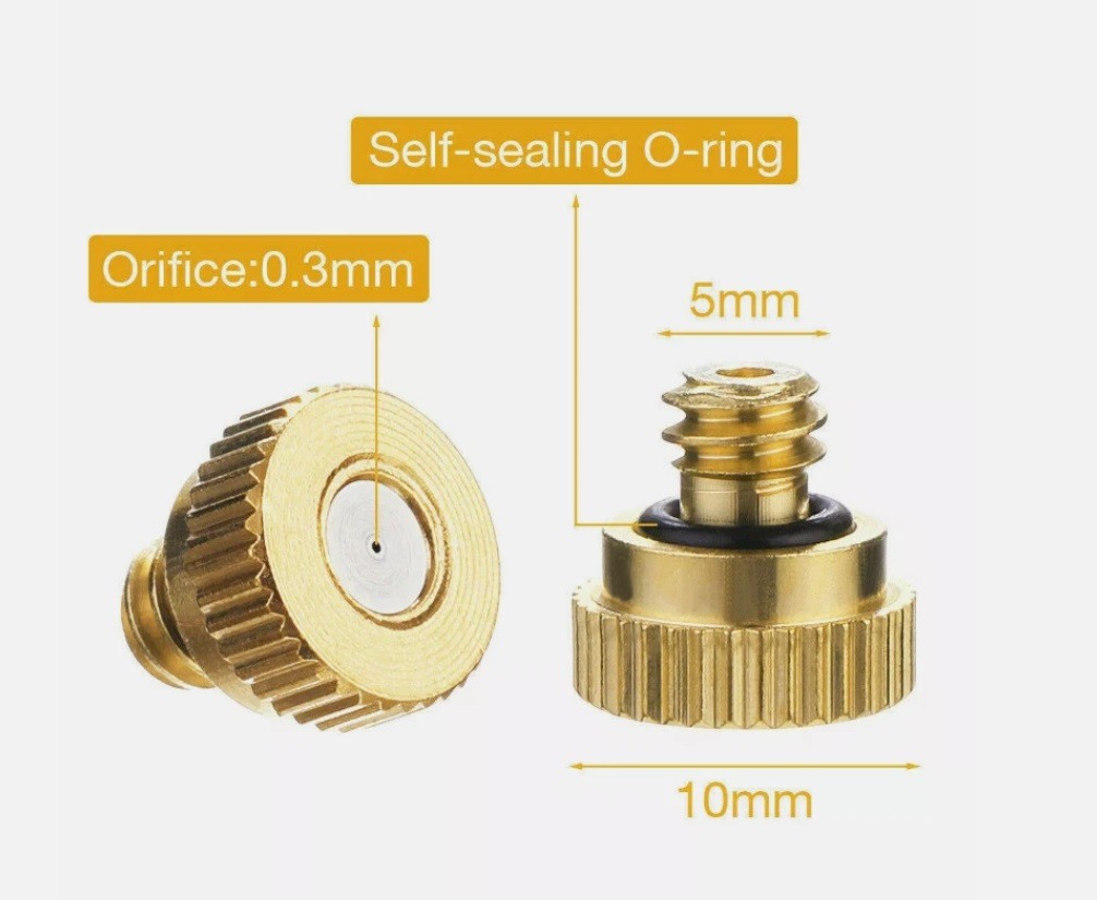20x Brass Misting Nozzles Mister Sprinkler Outdoor Cooling System ...